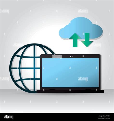 Cloud Computing On Laptop Vector Illustration Graphic Design Stock Vector Image Art Alamy