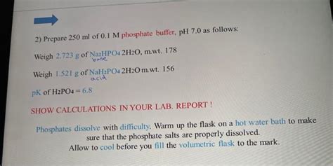 Solved 2 Prepare 250 Ml Of 0 1 M Phosphate Buffer Ph 7 0