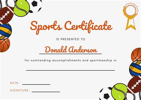 Sports Certificate Border Sports Certificate Border