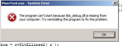 Tbb Debug Dll Missing MSER Sample OpenCV Stack Overflow