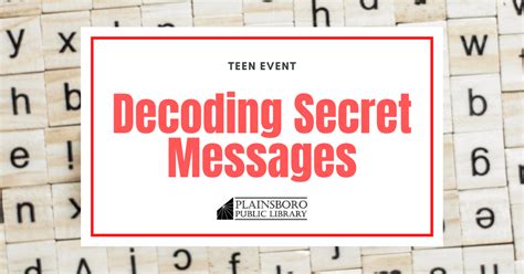 Decoding Secret Messages Plainsboro Public Library