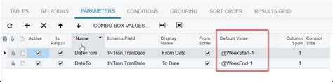 Customization Acumatica Generic Inquiry Default To Last Week Stack