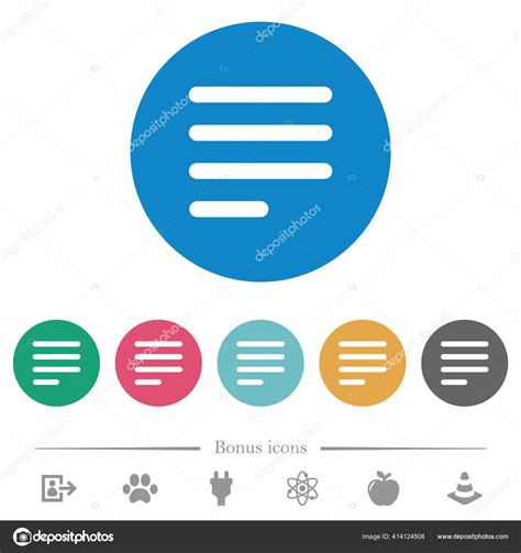 Text Align Justify Last Row Left Flat White Icons Color Stock Vector