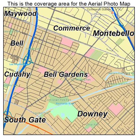 Aerial Photography Map Of Bell Gardens Ca California