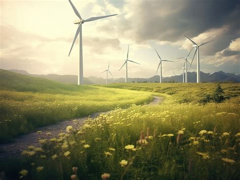 Premium Ai Image Wind Turbine Energy Beautiful Nature And Landscape Eco Friendly Ai Generative