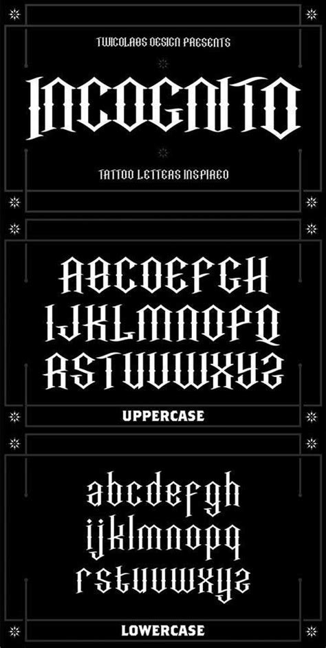 Incognito Font Set Otf Tattoo Font Font Setting Typography Fonts