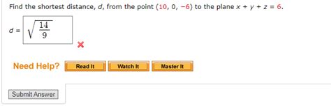 Solved Find The Shortest Distance D From The Point Chegg