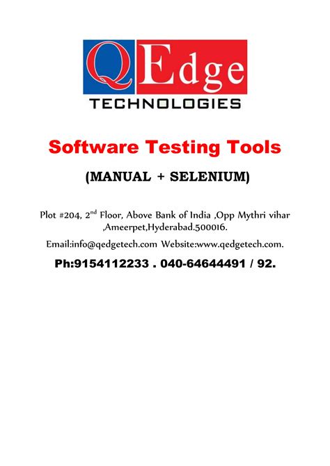 Software Testing Tools Training Pdf