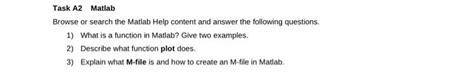 Solved Task A Matlab Browse Or Search The Matlab Help Chegg