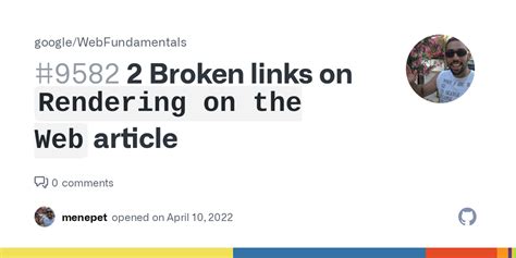 Broken Links On Rendering On The Web Article Issue Google WebFundamentals GitHub