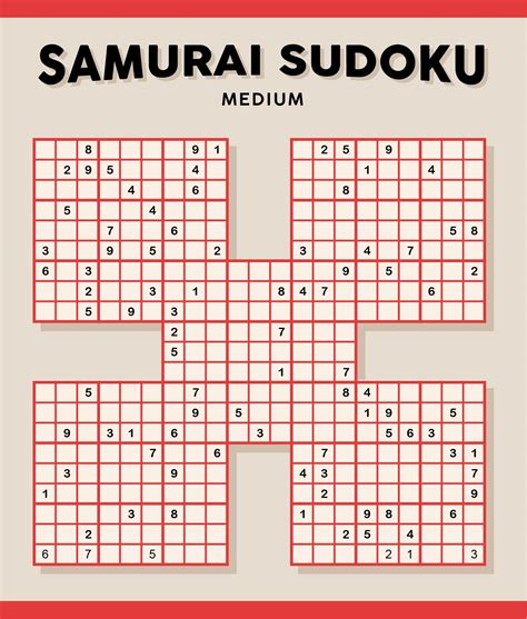 Samurai Sudoku Grid 10 Free Pdf Printables Printablee