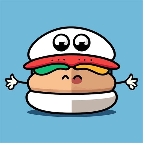Premium Vector Vector Design In Flat Style A Cute Mascot For A Burger Food