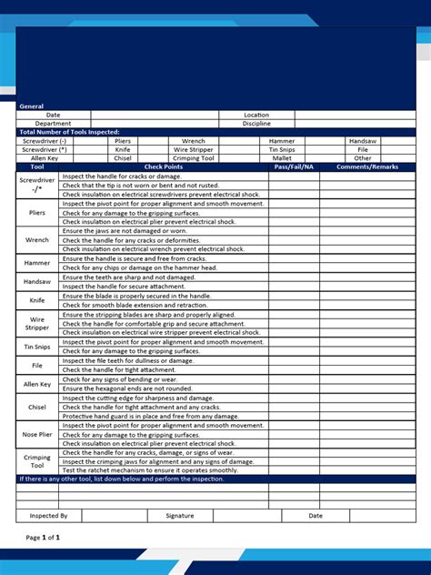 Fmco Cvhb Hse Gen Frm 005 Rev 01 Hand Tools Inspection Form Download Free Pdf