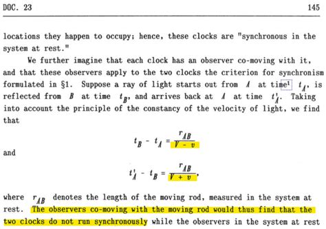 Electrodynamics Of Moving Bodies §2 On The Relativity Of Again
