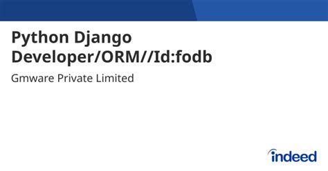 python django developer orm id fodb white field bengaluru