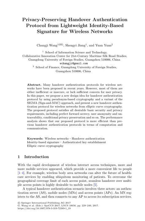 Pdf Privacy Preserving Handover Authentication Protocol From