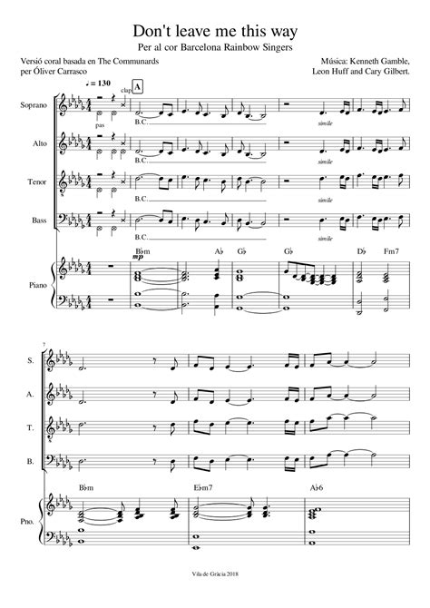 Dont Leave Me This Way Arr Óliver Carrasco By Various Artists Sheet