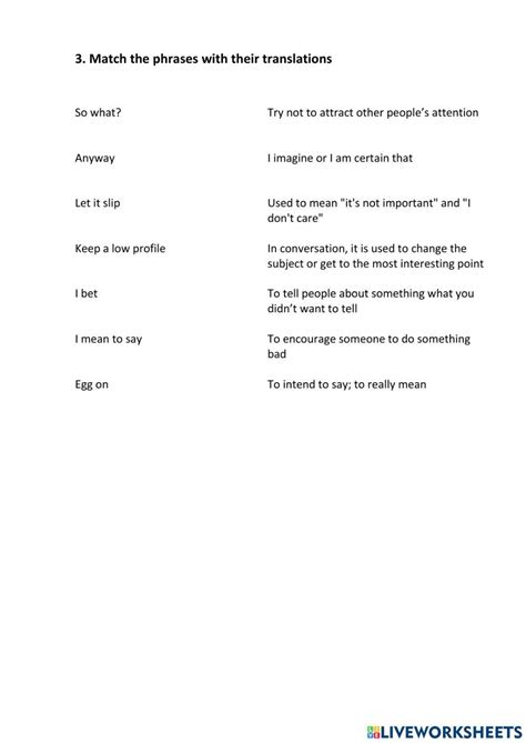 Parselmouth Worksheet Live Worksheets