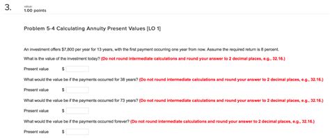 solved 2 value points 1 00 problem 5 5 calculating annuity