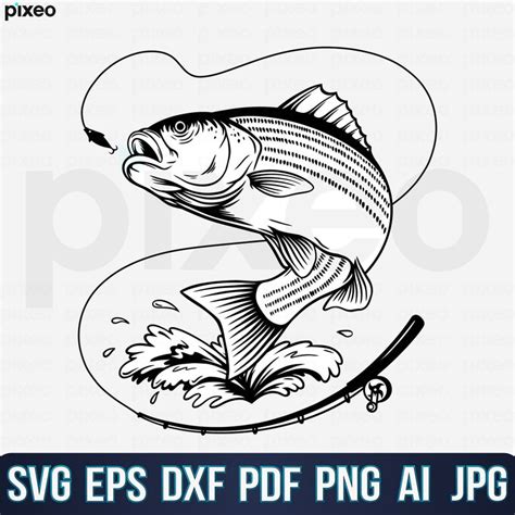 Striped Bass Fishing Svg Fishing Svg Striped Bass Fish Svg Etsy