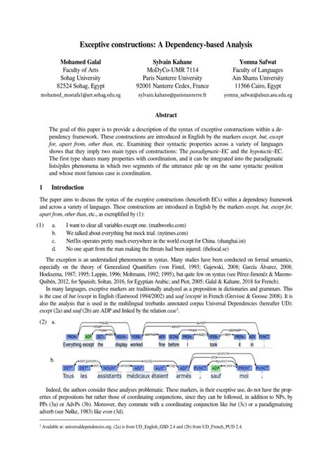 Pdf Exceptive Constructions A Dependency Based Analysis