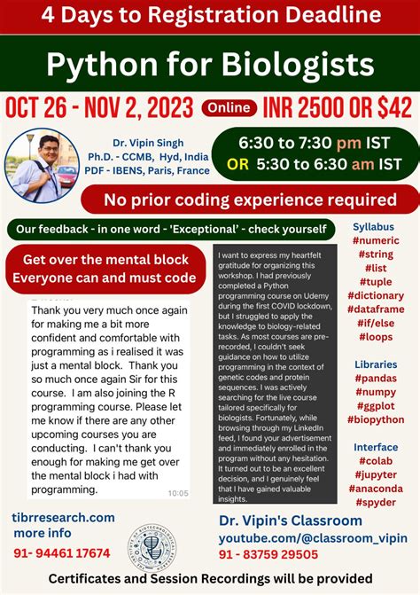 Python Pythonforbiologists Tibr Biotech