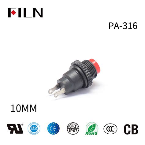 Normally Open Push Button 10mm Self Resetting Plastic Normally Open