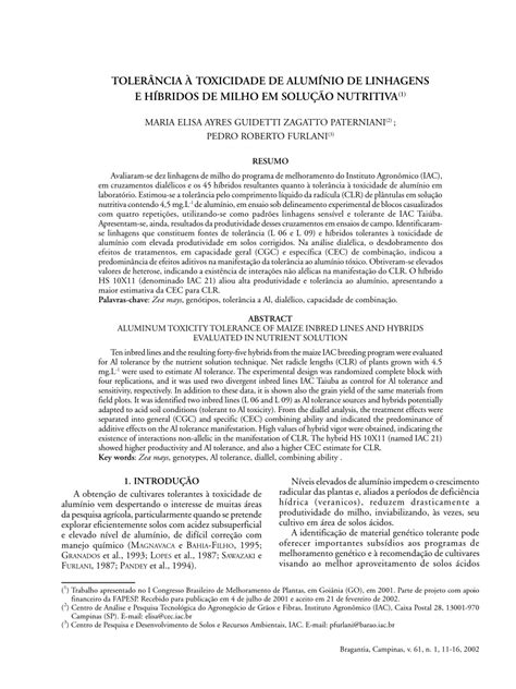 Pdf Cdata Aluminium Toxicity Tolerance Of Maize Inbred Lines And