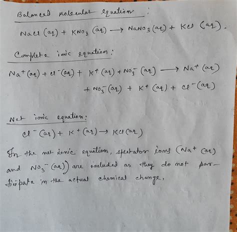 [solved] Reaction Aqueous Sodium Chloride Aqueous Potassium Nitrate Balance Course Hero