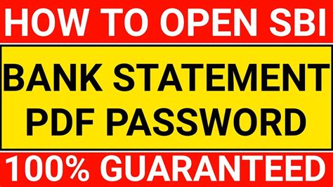 How To Open Sbi Statement Pdf Password Sbi Pdf Statement Password