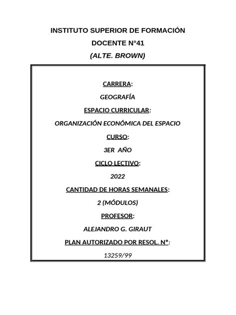 Alejandro Giraut Org Ec Del Espacio Proyecto Isfd 41 2022 Pdf