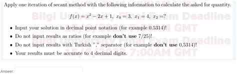 Solved Apply One Iteration Of Secant Method With The Chegg