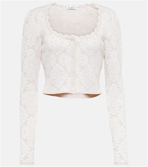 화이트 플로럴 카디건 Alaia Mytheresa