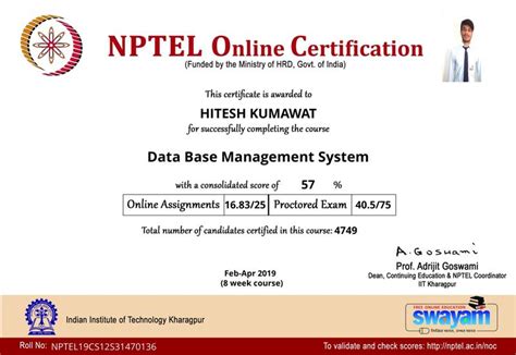 Hitesh Kumawat On Linkedin Databasemanagementsystem Nptel