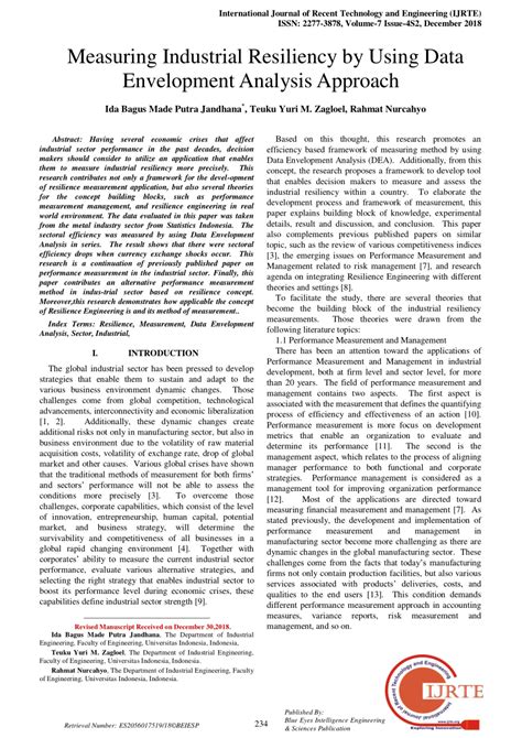 Pdf Measuring Industrial Resiliency By Using Data Envelopment