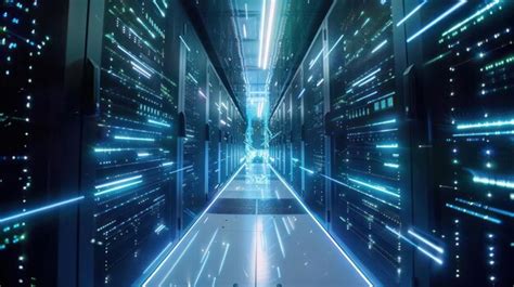 Corridor Data Server Room Of Cloud Computing Technology Generated Ai