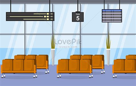 브라운 벡터 공항 터미널 출발 홀 일러스트 무료 다운로드 Lovepik