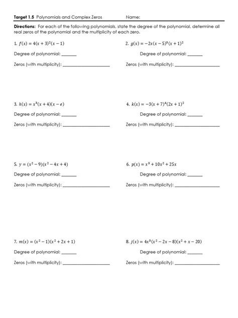 Informative Target 1 5 Polynomials And Complex Zeros Pdf Function