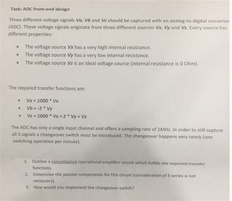 task adc front end design three different voltage