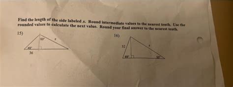 Solved Find The Length Of The Side Labeled X Round