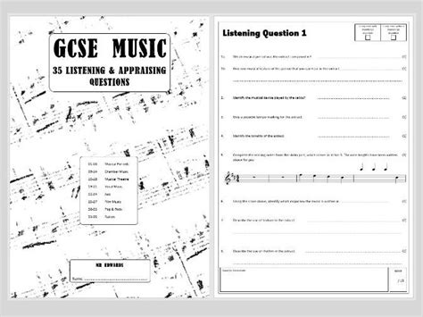 Gcse Music Listening And Appraising Exam Questions Teaching Resources