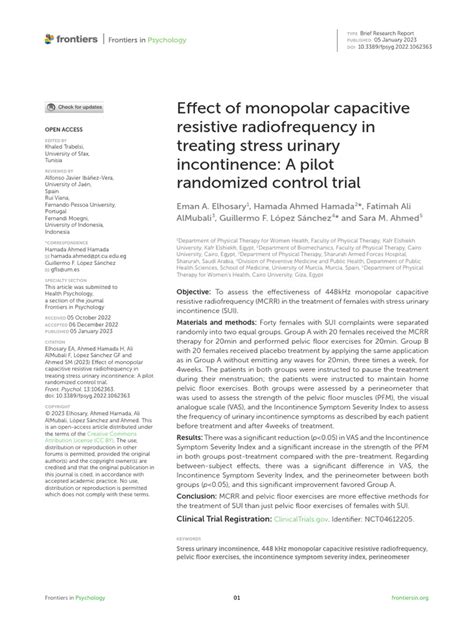effect of monopolar capacitive resistive radiofreq pdf urinary