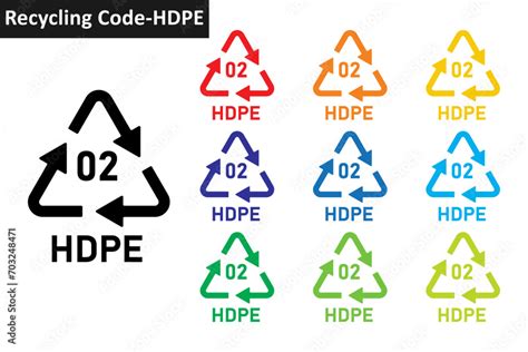 Hdpe Plastic Recycling Code Icon Set Plastic Recycling Symbols 02 Hdpe
