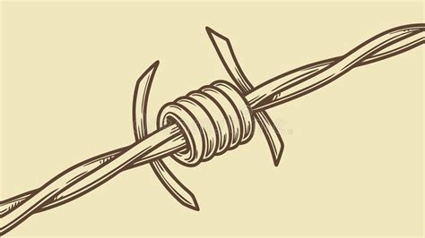 Barbed Wire Outline Fence Element Security Wire Design Art Vector Design Generative Ai Stock