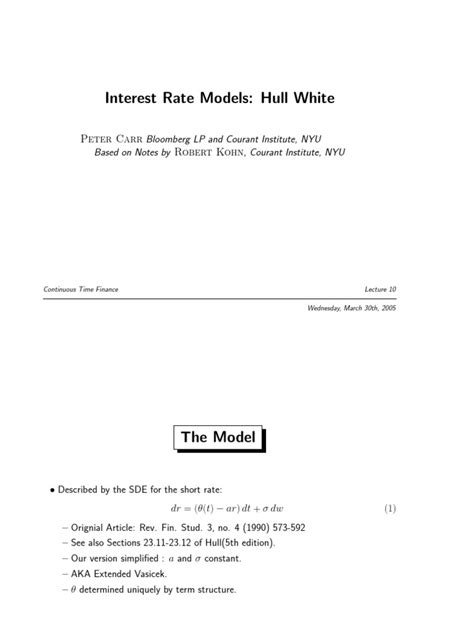 Interest Rate Model An Introduction Slides10 3 Pdf Stochastic Differential Equation