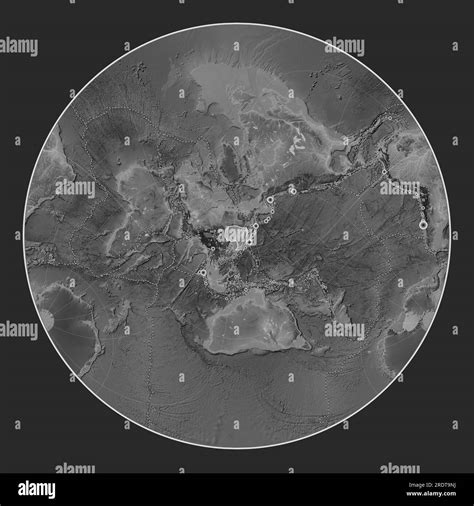 Amur Tectonic Plate On The Grayscale Elevation Map In The Lagrange Oblique Projection Centered