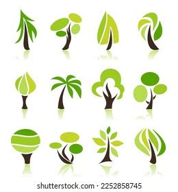 Set Trees Vector Illustration Stock Vector Royalty Free 2252858745 Shutterstock