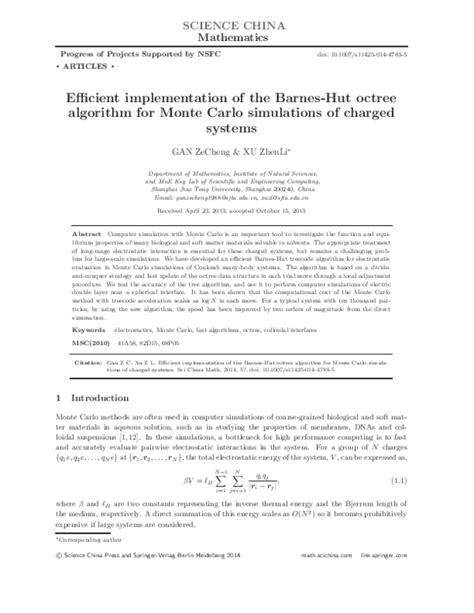 pdf efficient implementation of the barnes hut octree algorithm for