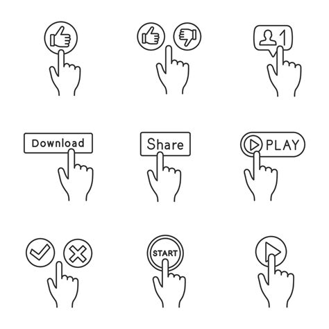 App Buttons Linear Icons Set Like Thumbs Up And Down Follower Load