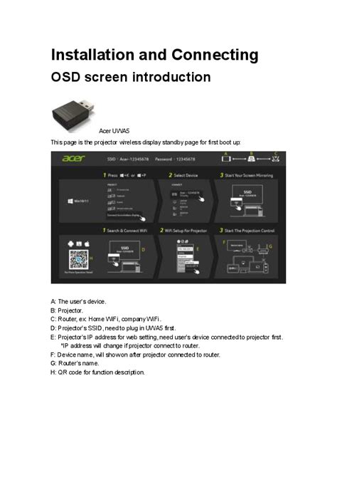 Acer Projector Installation And Connection Guide User Manual